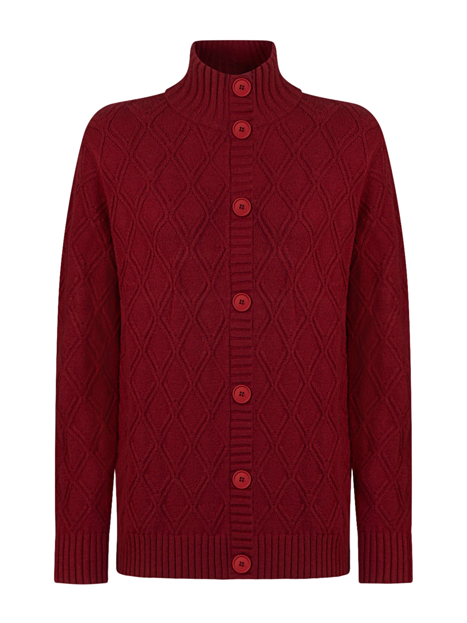 Cardigan con bottoni il filato Super Soft - Tibetan Red – Ragno Cardigan con bottoni il filato Super Soft - Tibetan Red – Ragno