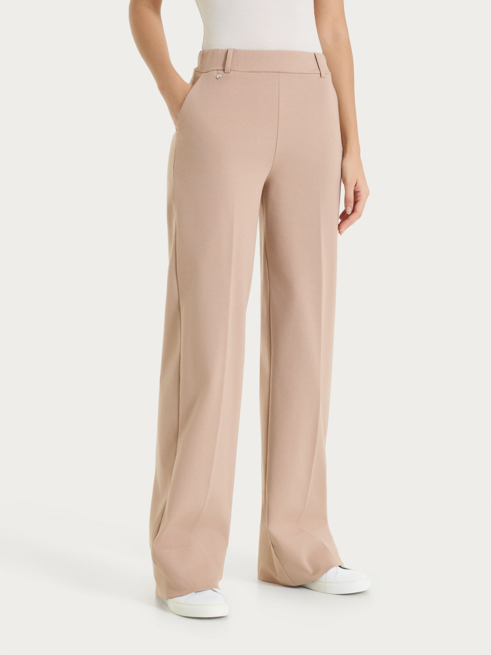 Pantalone ampio con tasche in Compact Light - Warm Taupe – Ragno