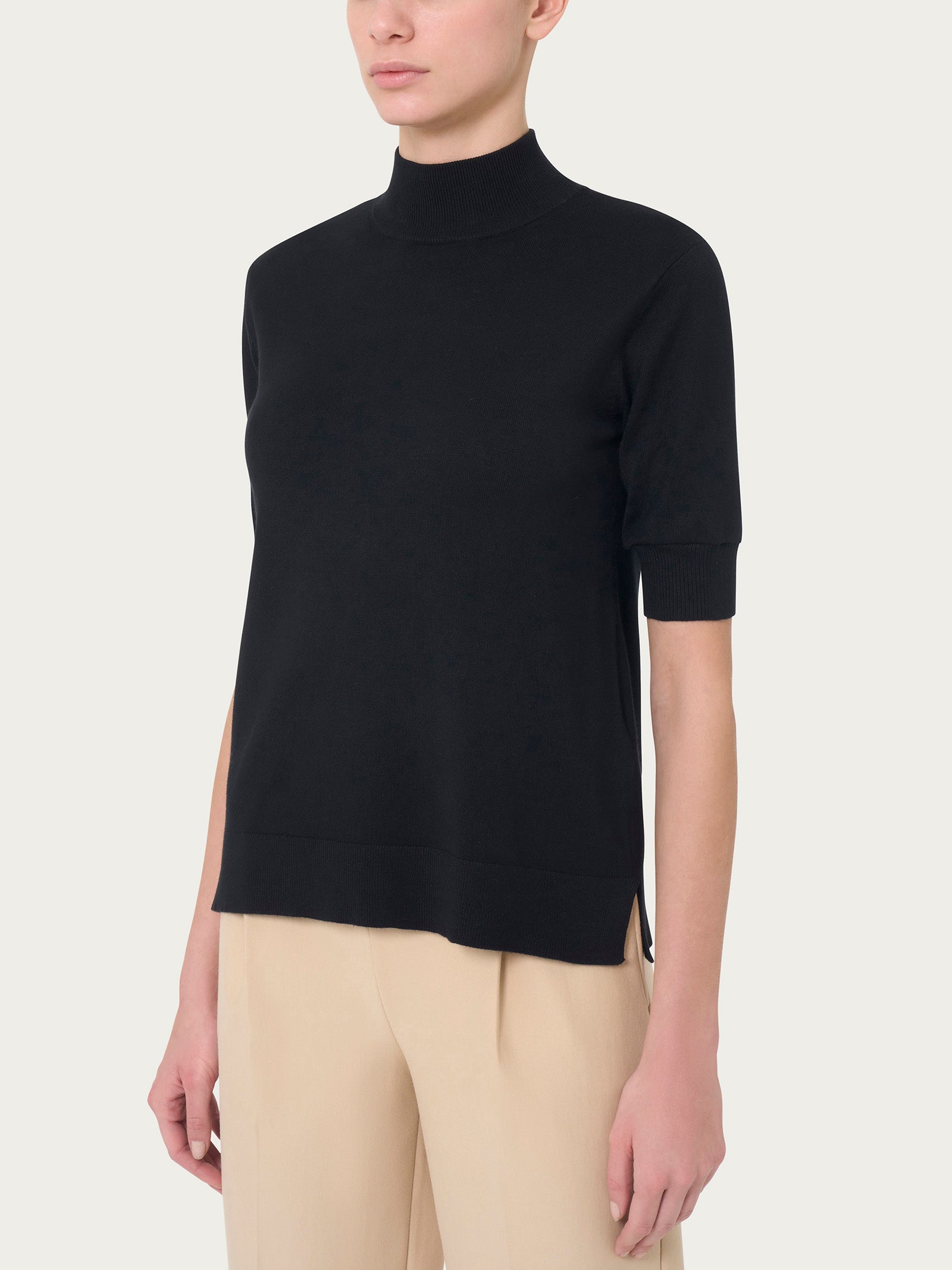 Lupetto con manica corta Four Seasons - Nero – Ragno