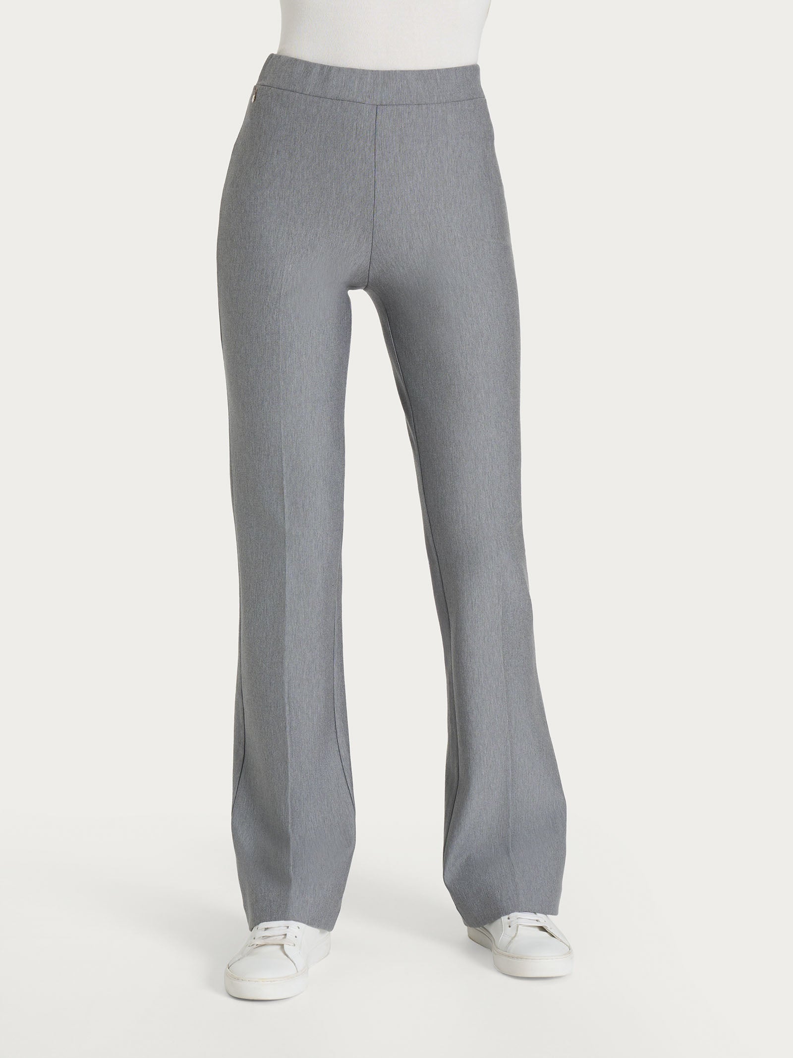 Compact fabric flare pants - Grey Melange. – Ragno