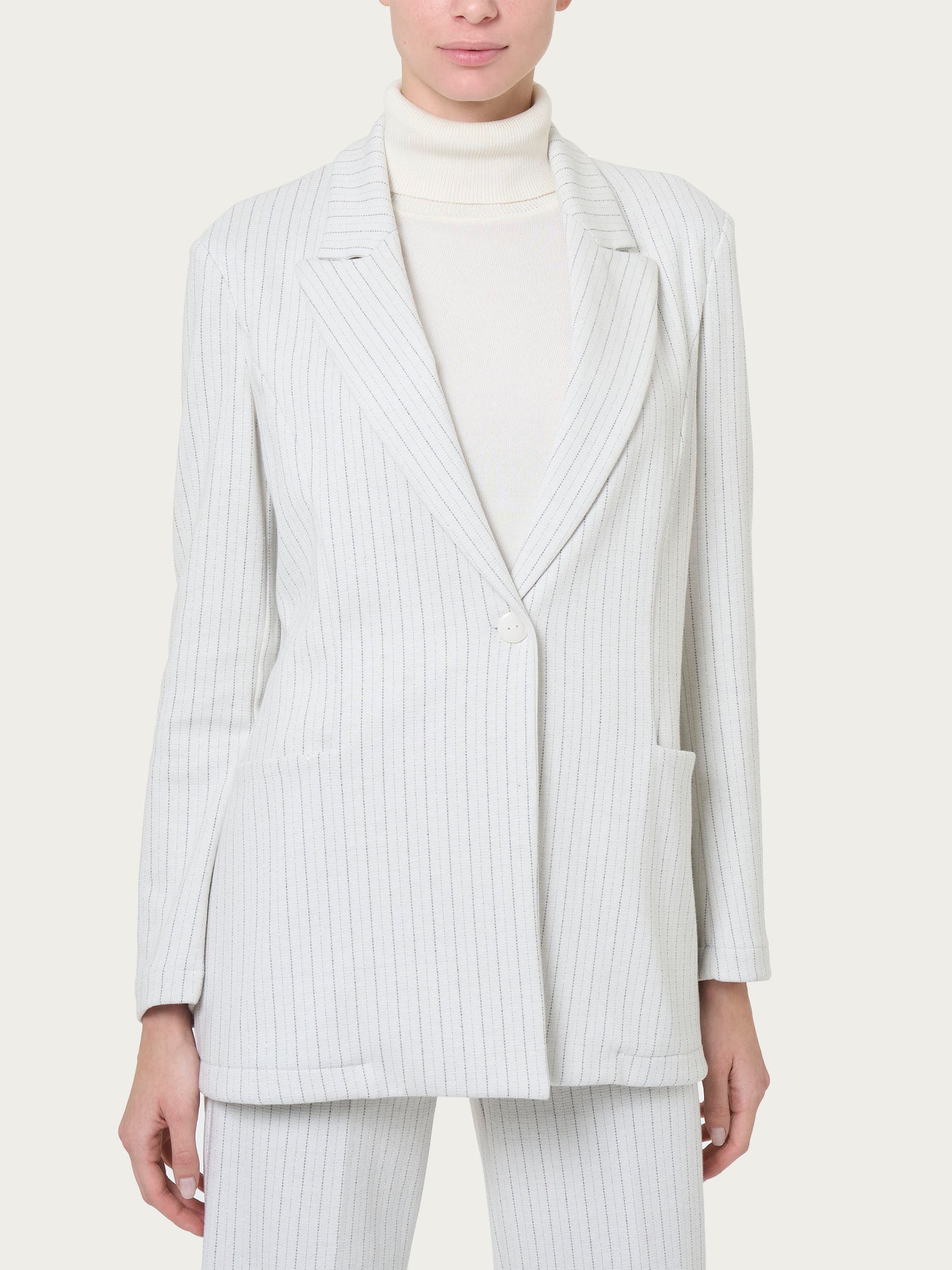 Deconstructed pinstripe over blazer in Eco Jacquard fabric - Fant.Silv ...