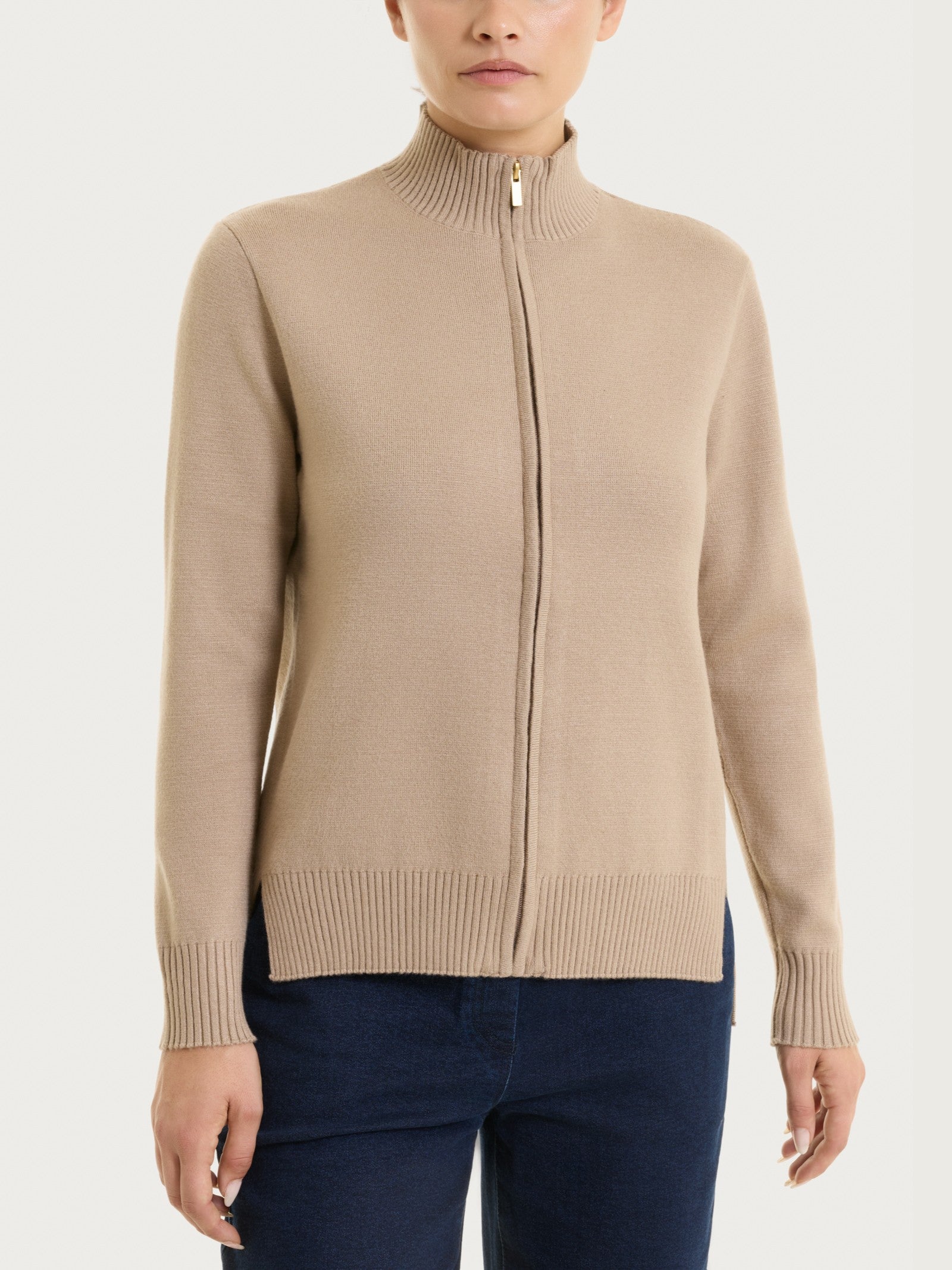 Asymmetrical zipper cardigan in Super soft - Cammello – Ragno