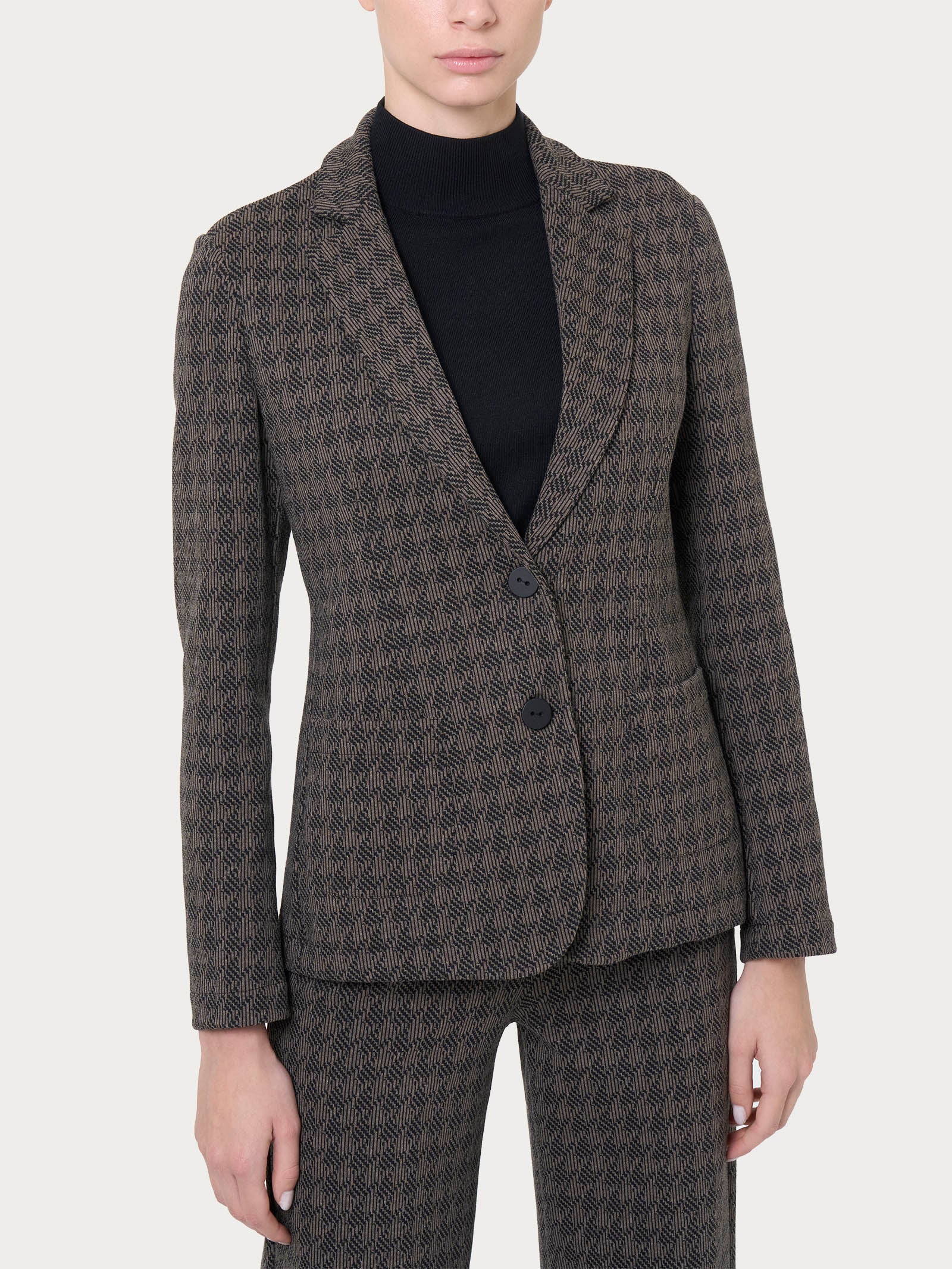 Blazer due bottoni in tessuto Eco Jacquard - Fant. Pine Bark – Ragno
