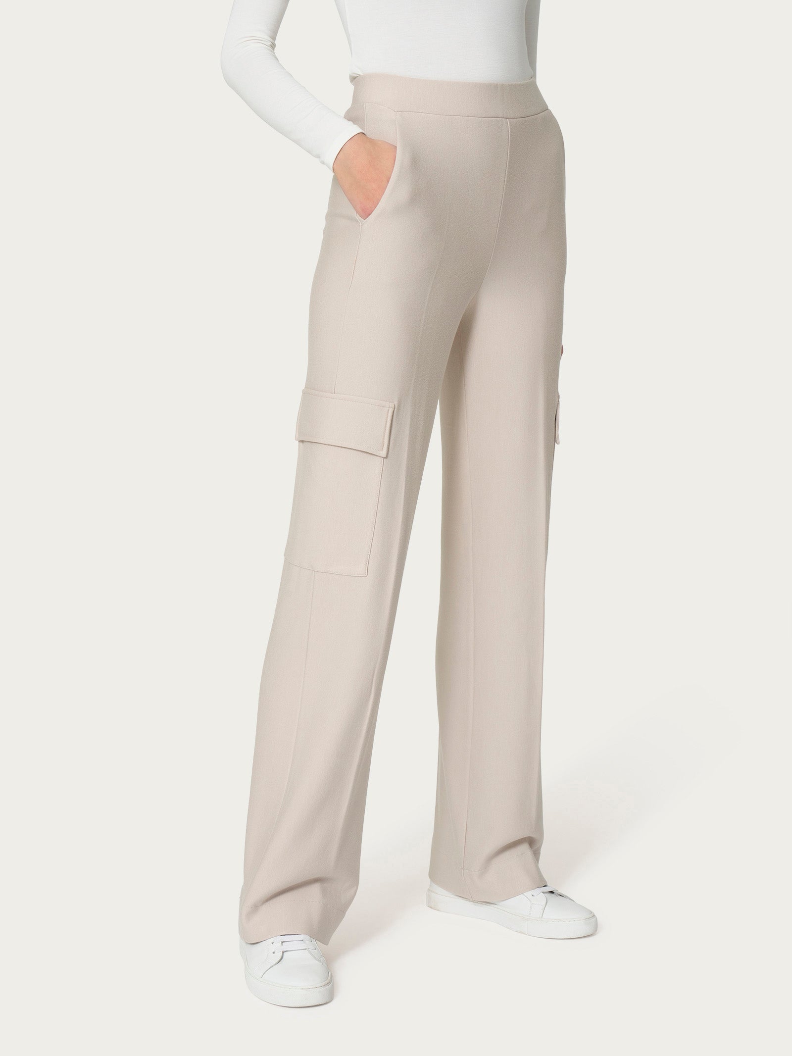 Pantalone ampio cargo con tasche in Eco Techno Fleece - Champignon – Ragno