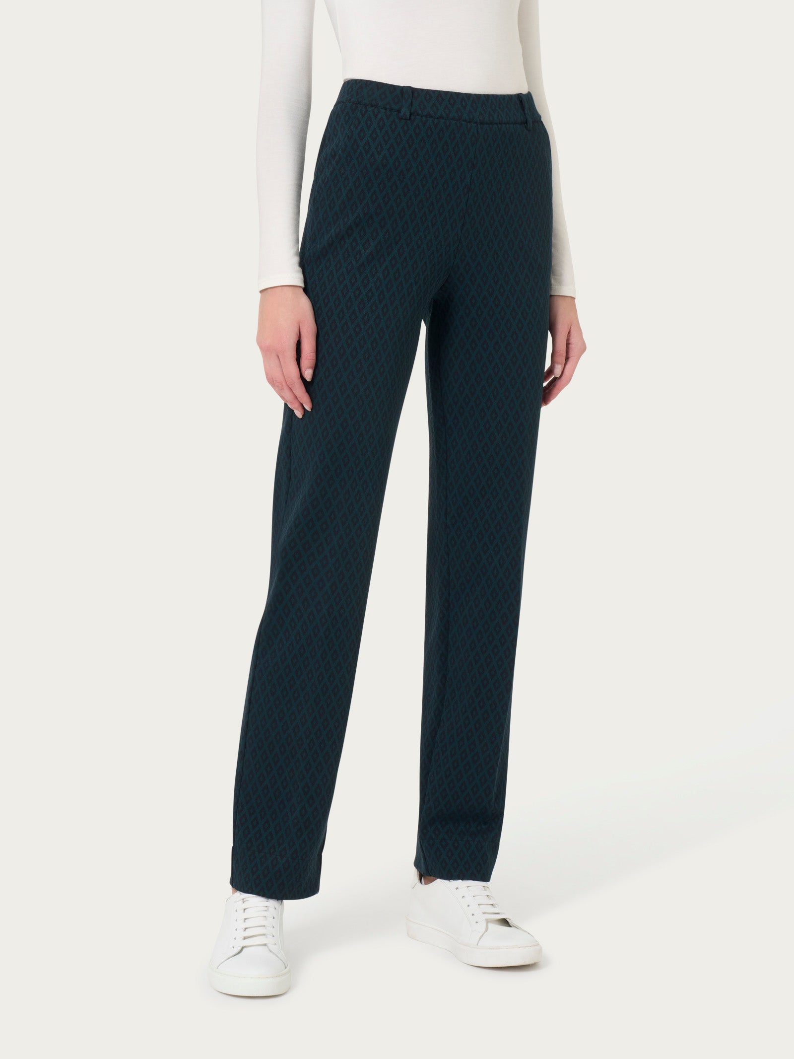 Straight diamond pants with pockets in Eco Jacquard - Fant. Reflecting ...