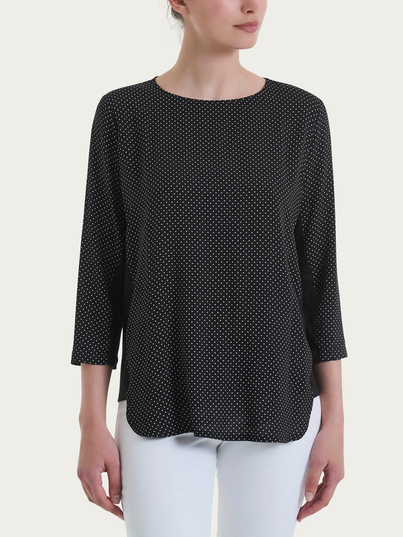 Maglia girocollo con dots in misto viscosa - Fant.Black – Ragno