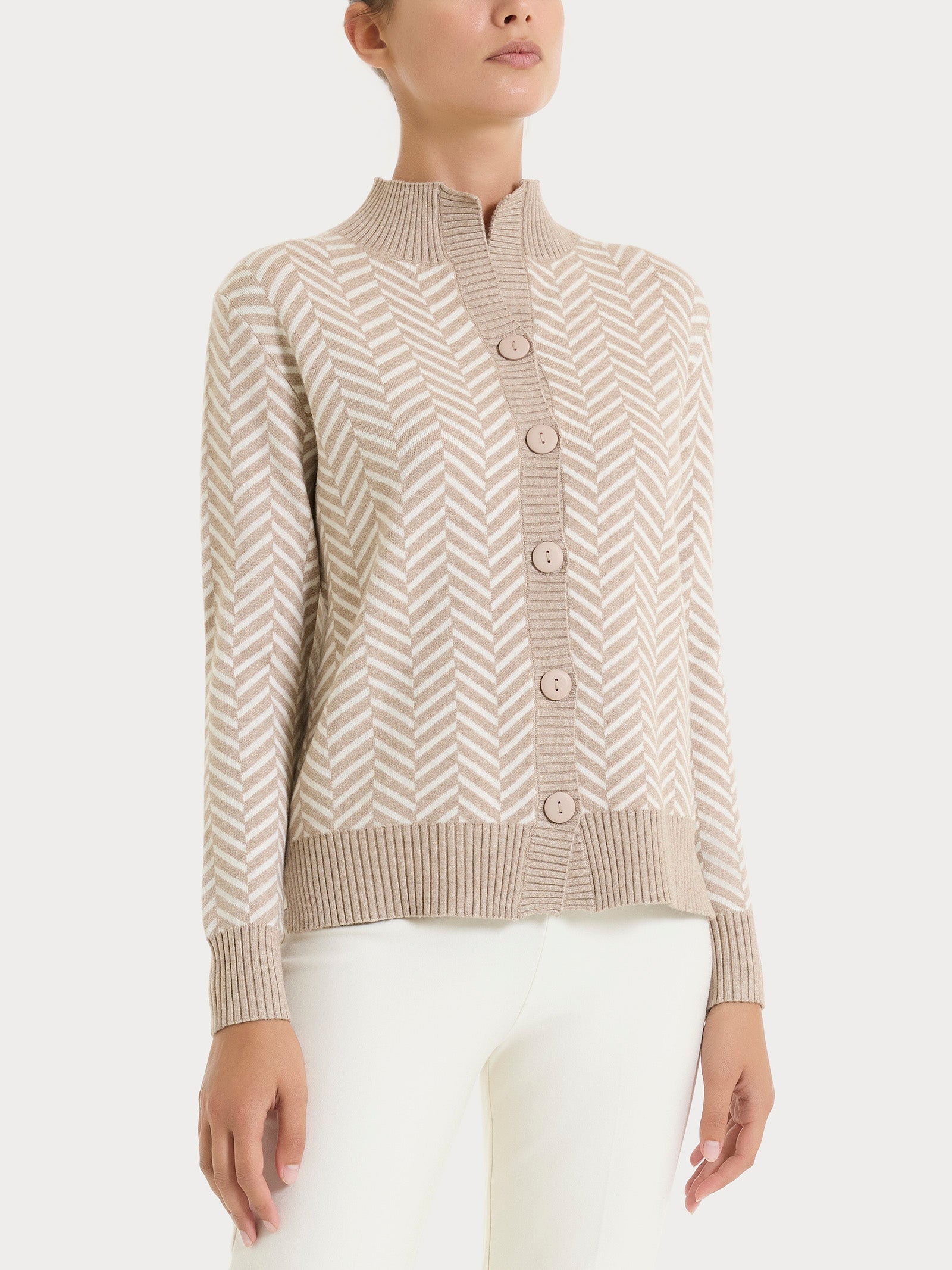 Short cardigan with herringbone pattern in Super Soft - Fant.Cammello ...
