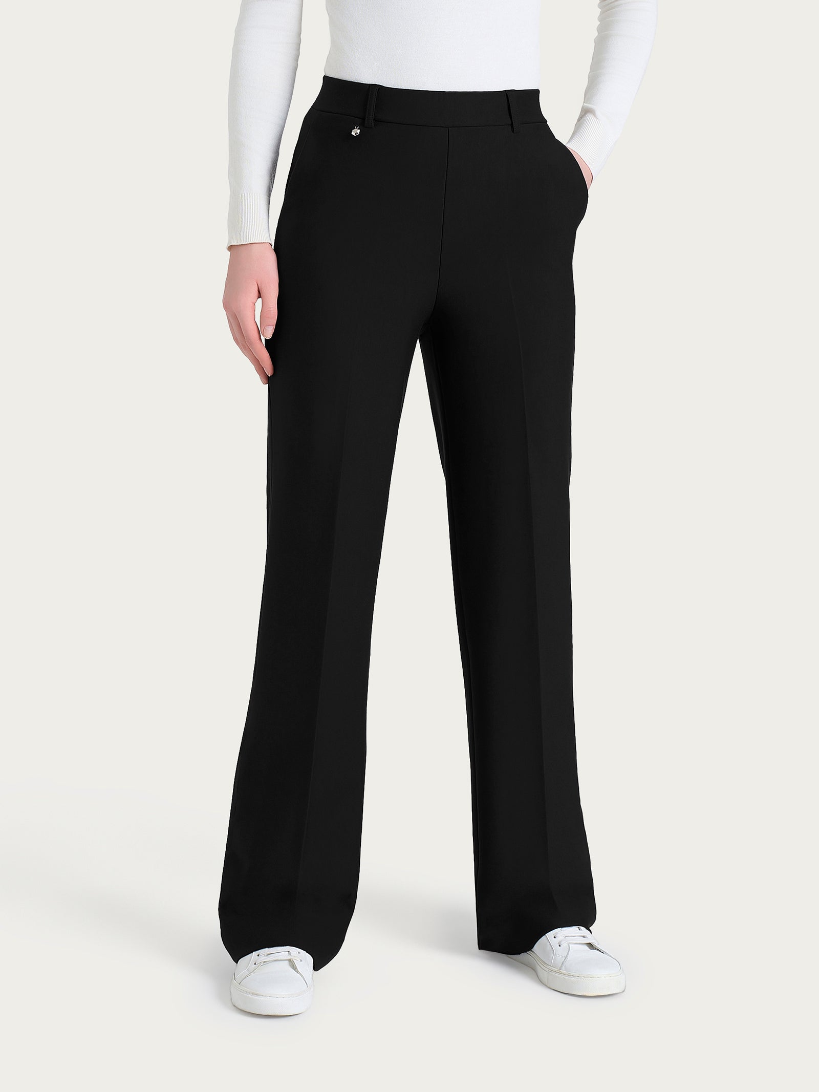 Pantalone ampio con tasche in Compact - Nero – Ragno