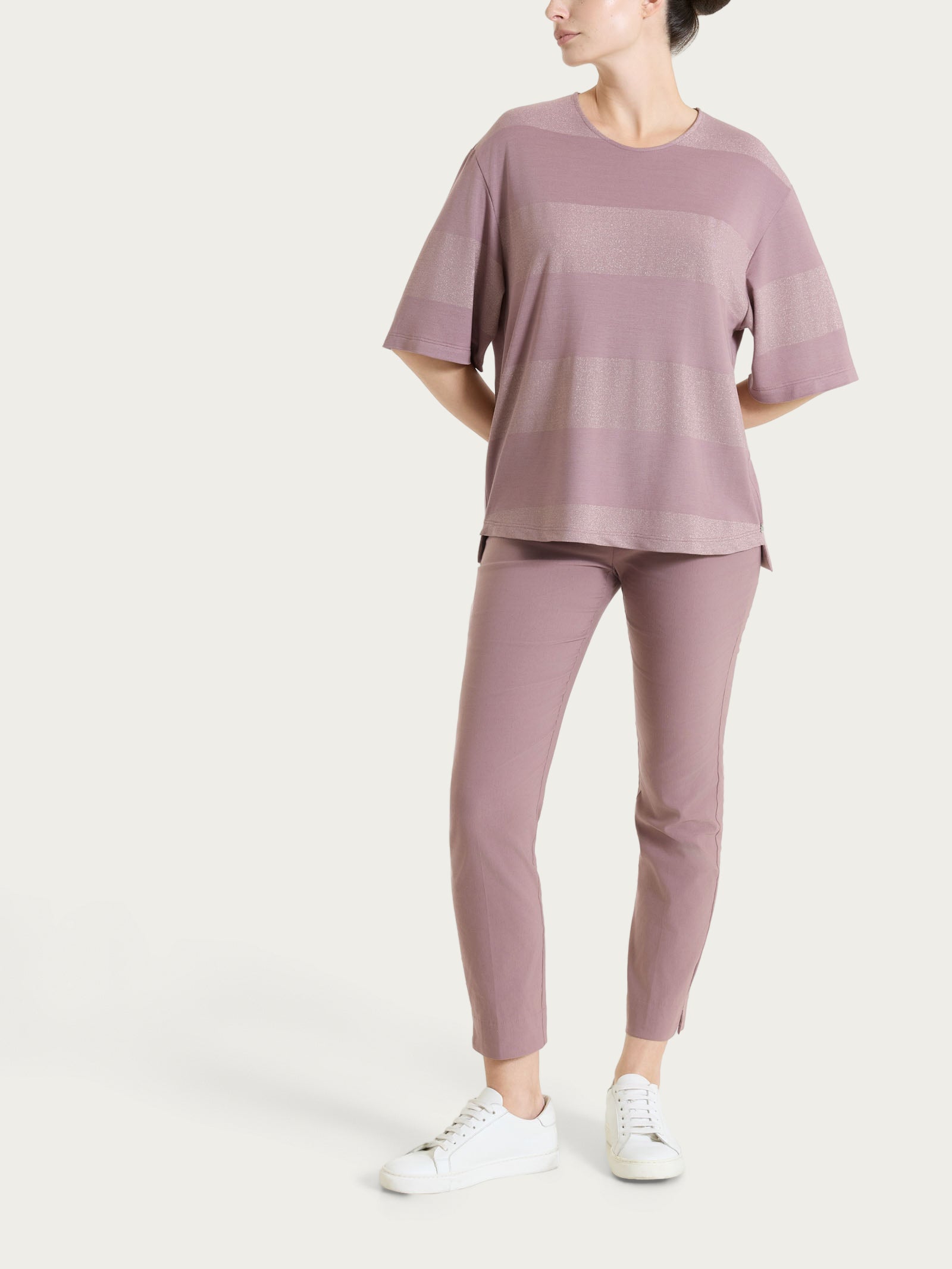 Maglietta girocollo con macro righe in Summer Light e Lurex - Fant. Tw ...