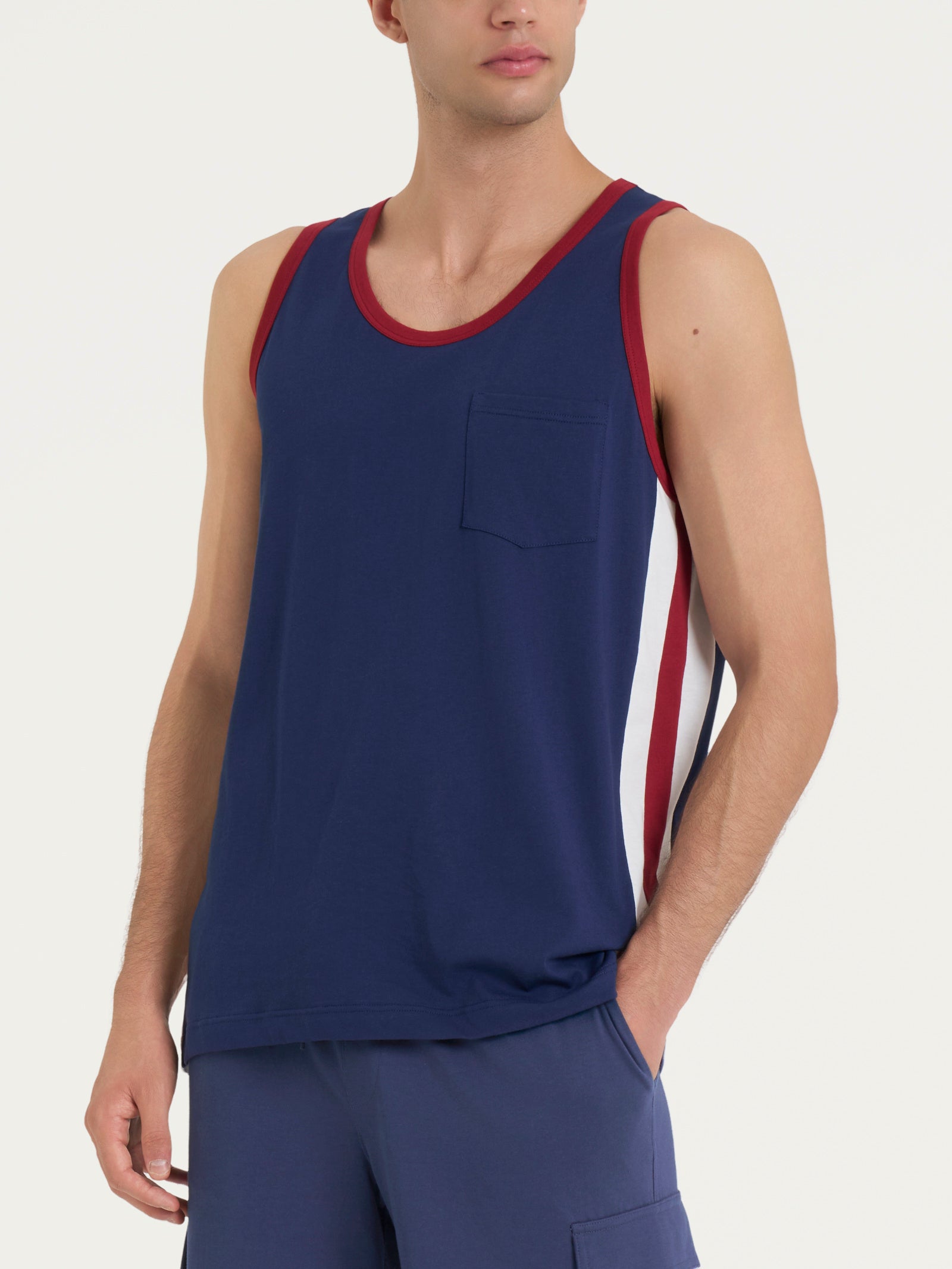 Cotton Jersey wide-shoulder tank top with pocket - Fant. Naval Academy ...